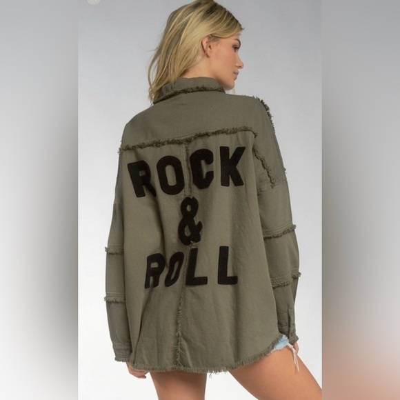Elan | Jackets & Coats | Elan Devan Army Green Rock Roll Jacket Xs ...